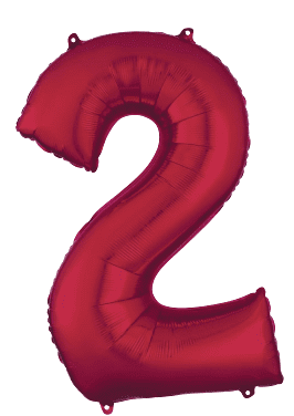 34" Red Number 2 - Hico Balloons