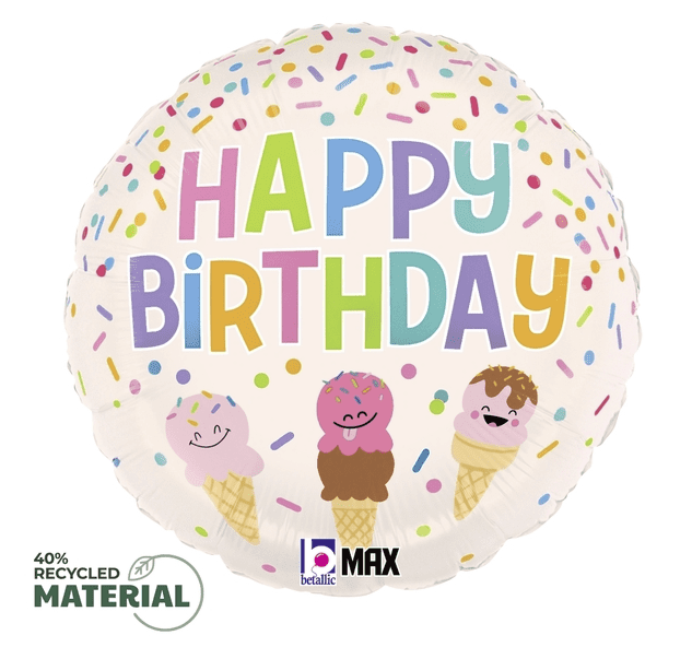 18" Birthday Ice Cream Cone - Hico Balloons